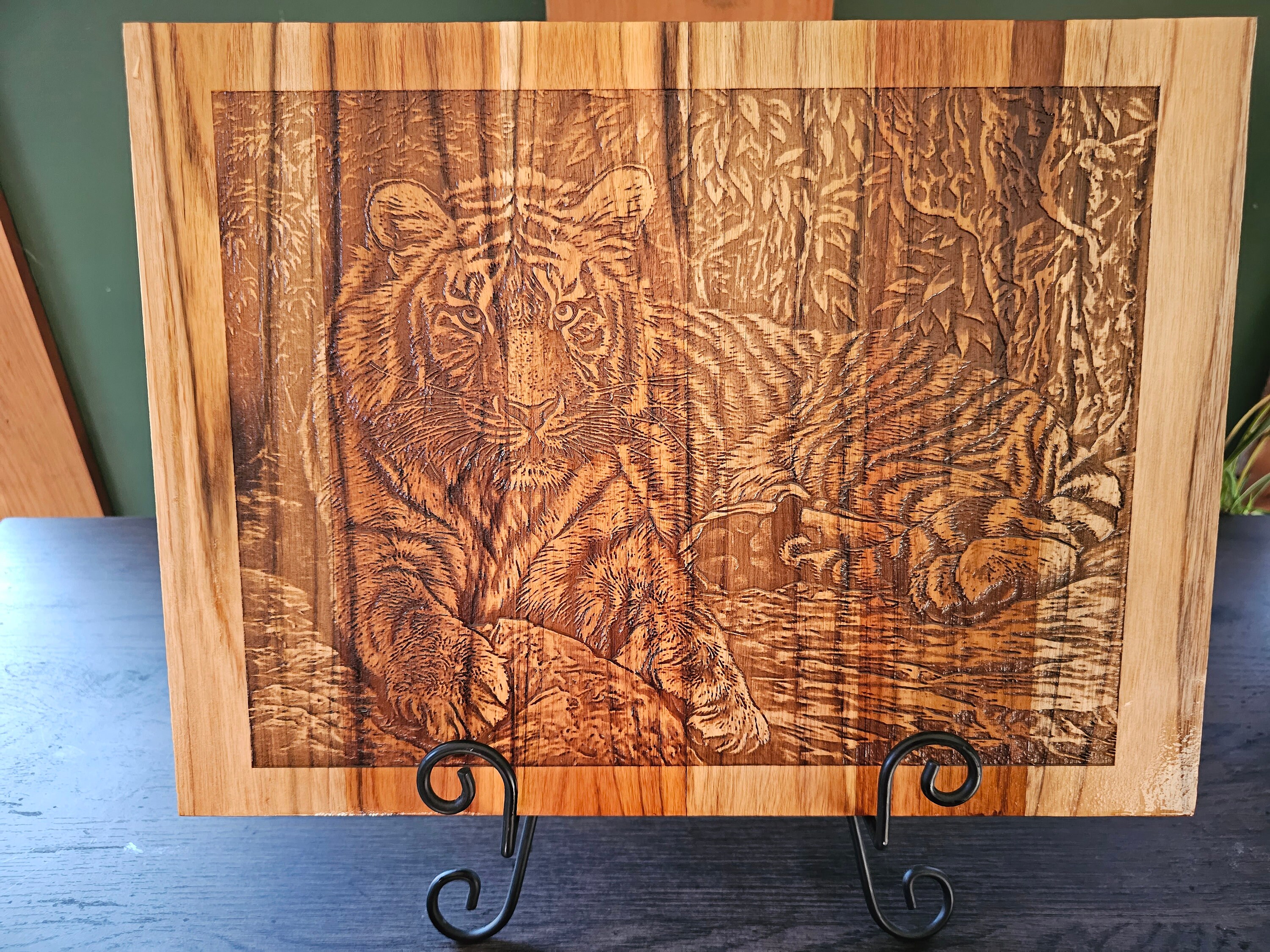 Laser Engraved Tiger Teak Wood Charcuterie Board or Cutting Board - Etsy