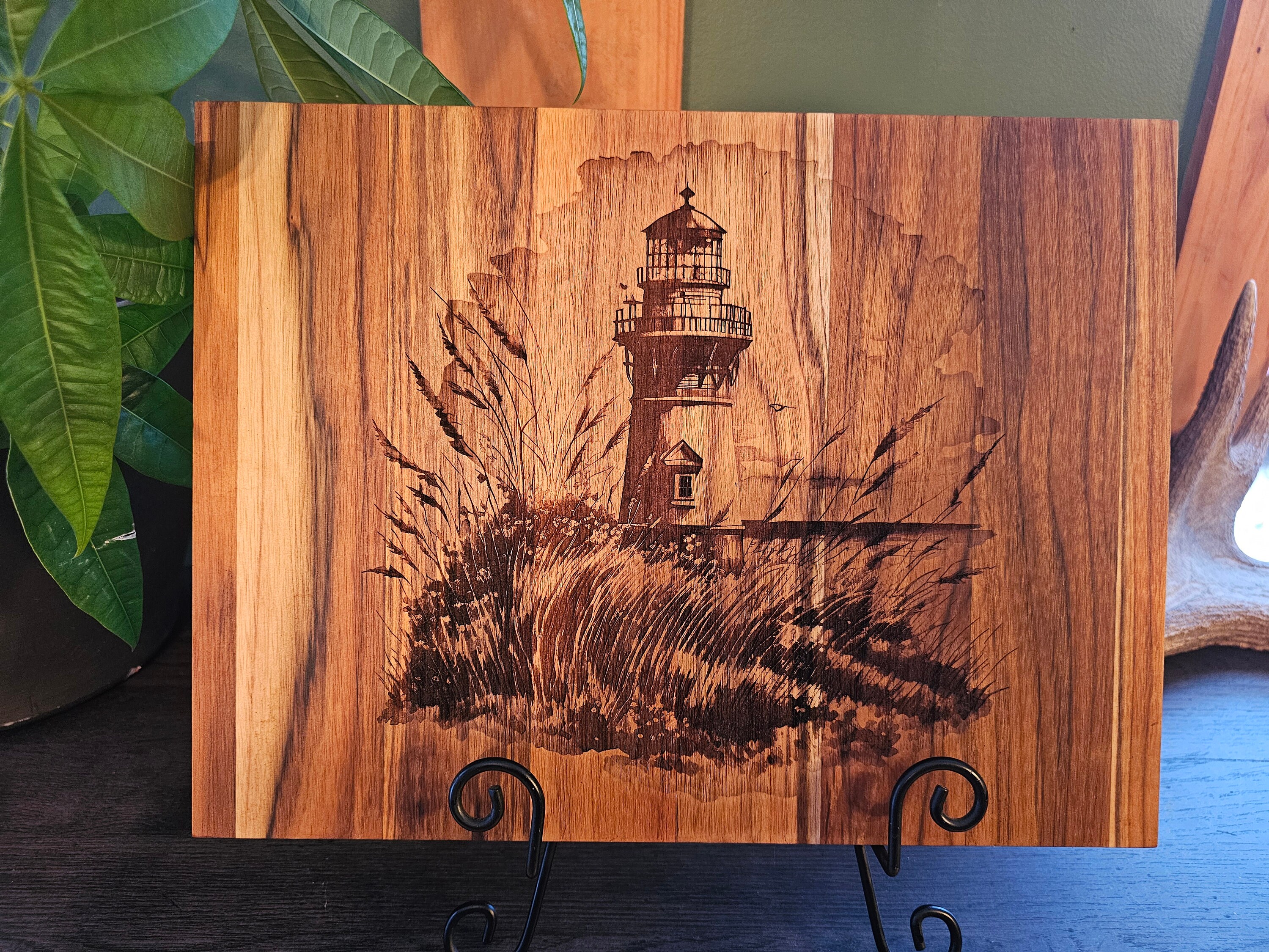 Laser Engraved Lighthouse Teak Wood Charcuterie Board or Cutting Board ...