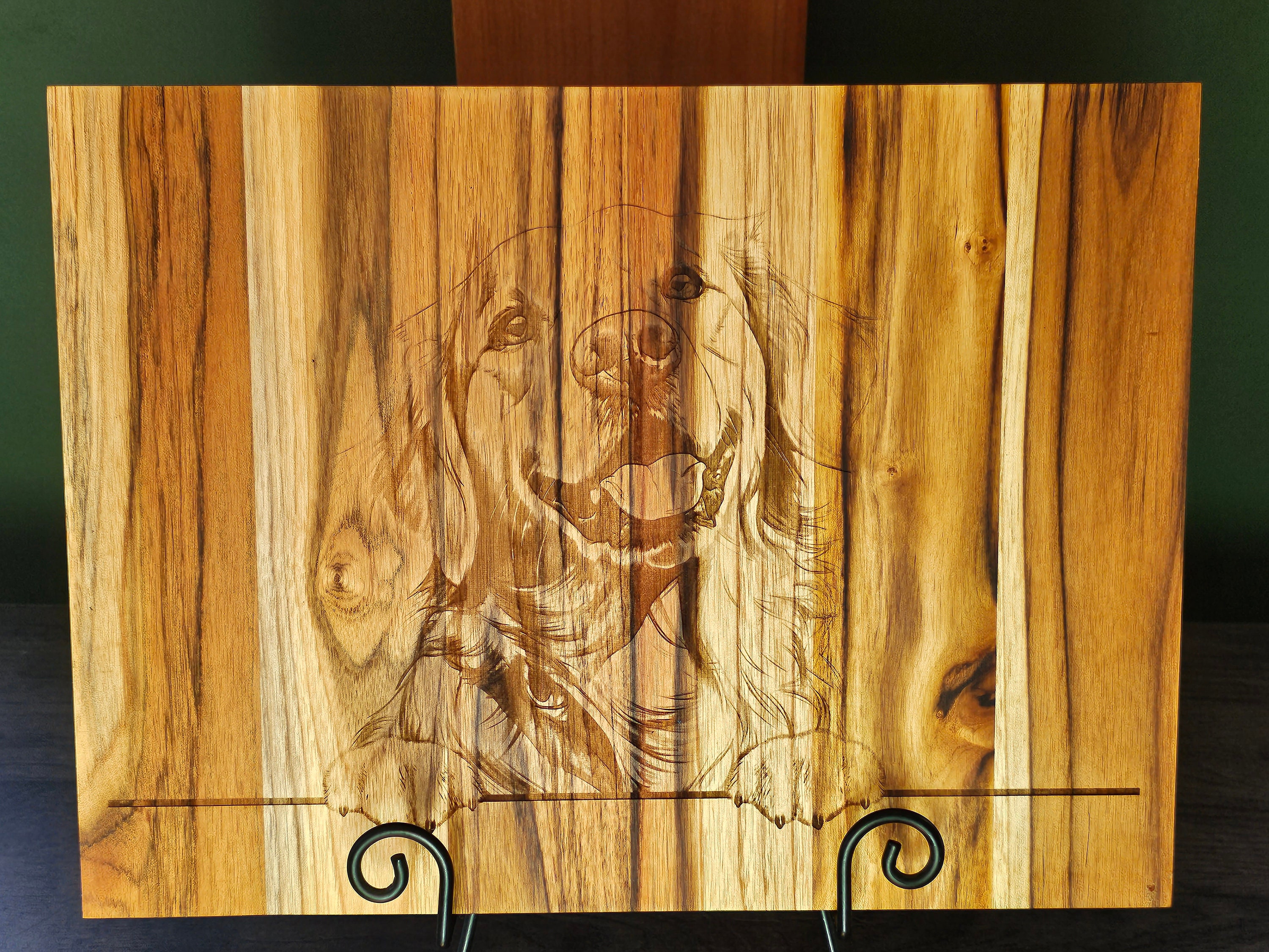 Laser Engraved Golden Retriever Teak Wood Charcuterie Board or Cutting ...