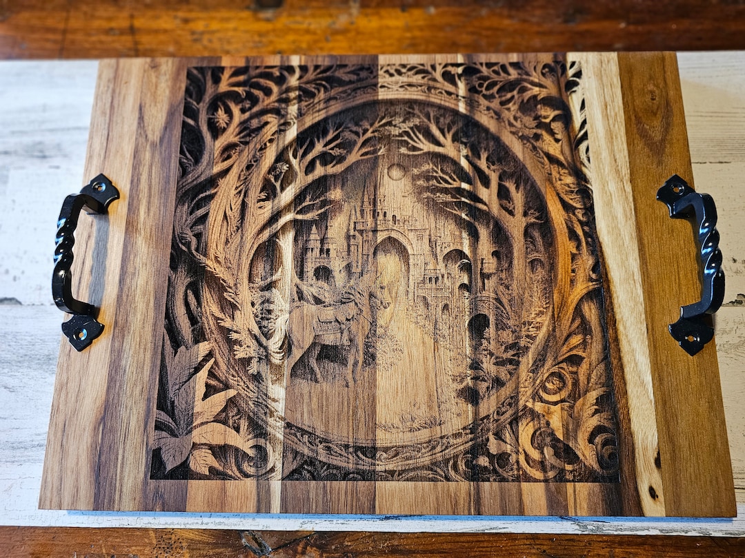 Laser Castle Fairy Tale Teak Wood Charcuterie Board or Cutting Board - Etsy
