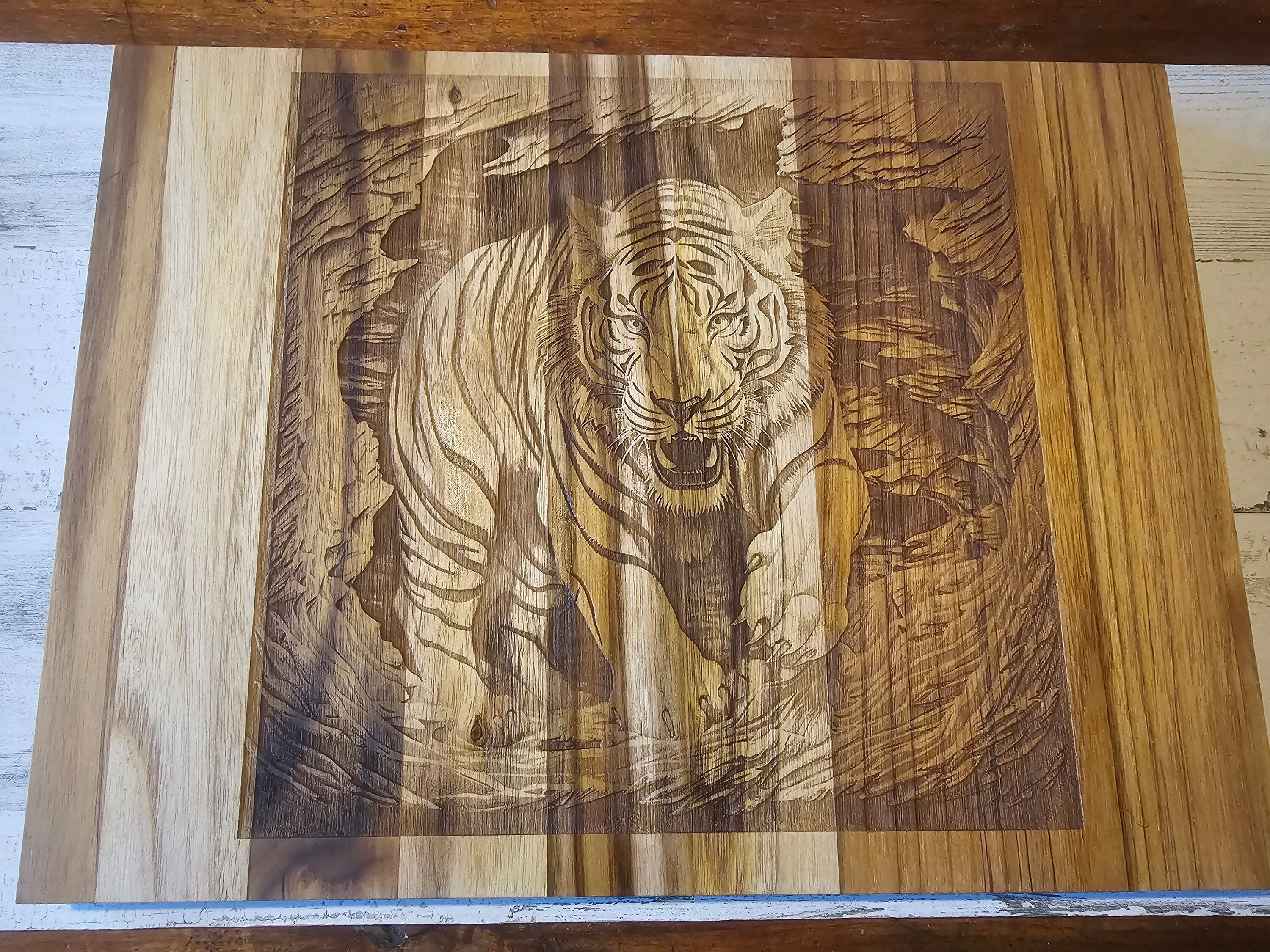 Laser Tiger Teak Wood Charcuterie Board or Cutting Board - Etsy