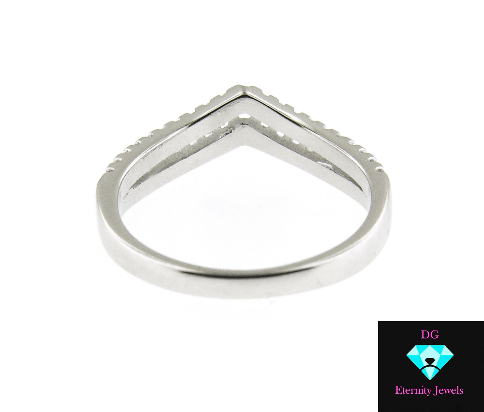 STERLING SILVER .925 Micro Pave Set Double V Shape Promise Ring Size 6 ...