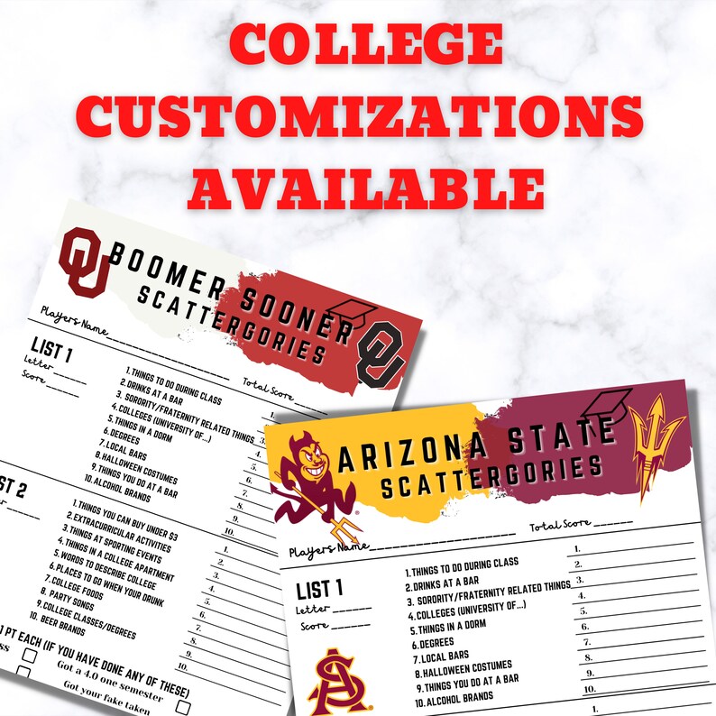 College Graduation Party Game PDF DOWNLOAD - Scattergories - Etsy