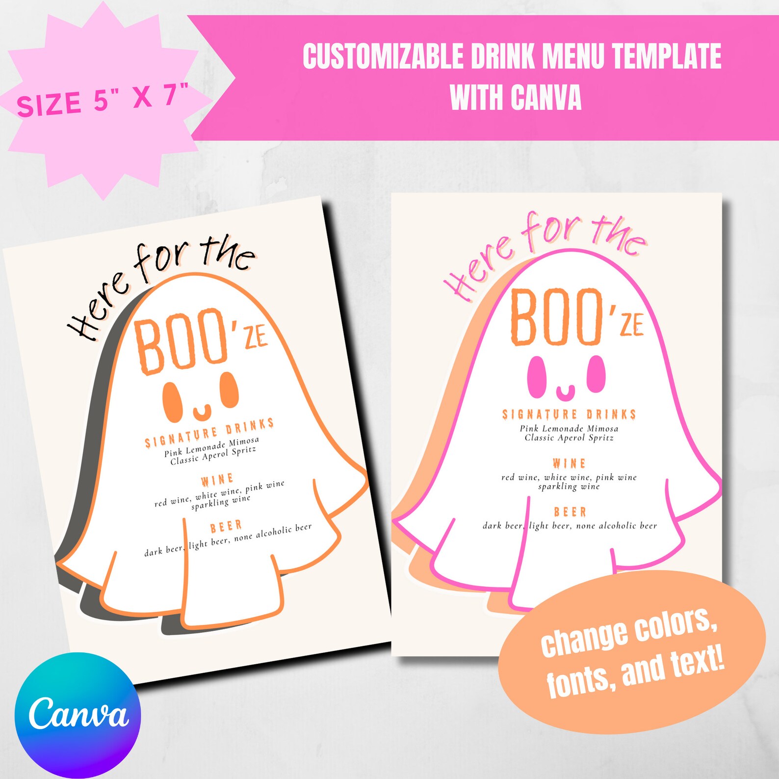 Halloween Drink Menu Template | 5x7 Canva Editable (digital Download ...
