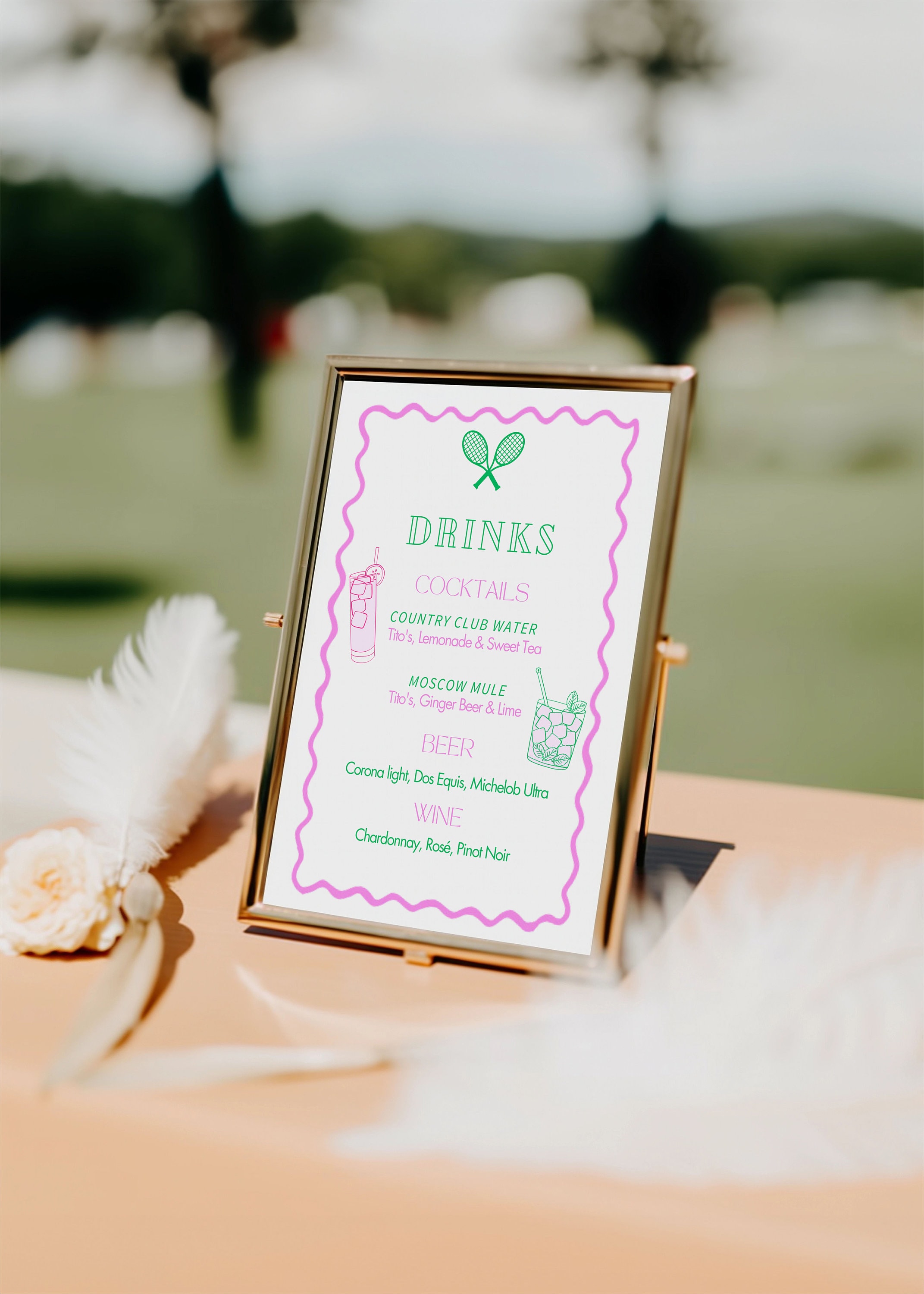 Cocktails and Country Club DRINK MENU TEMPLATE | Preppy Drink Menu ...