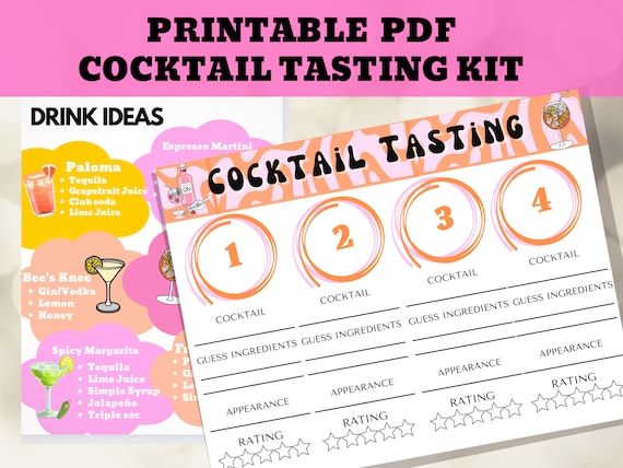 Cocktail TASTING MENU PDF Printable Drink Tasting - Etsy