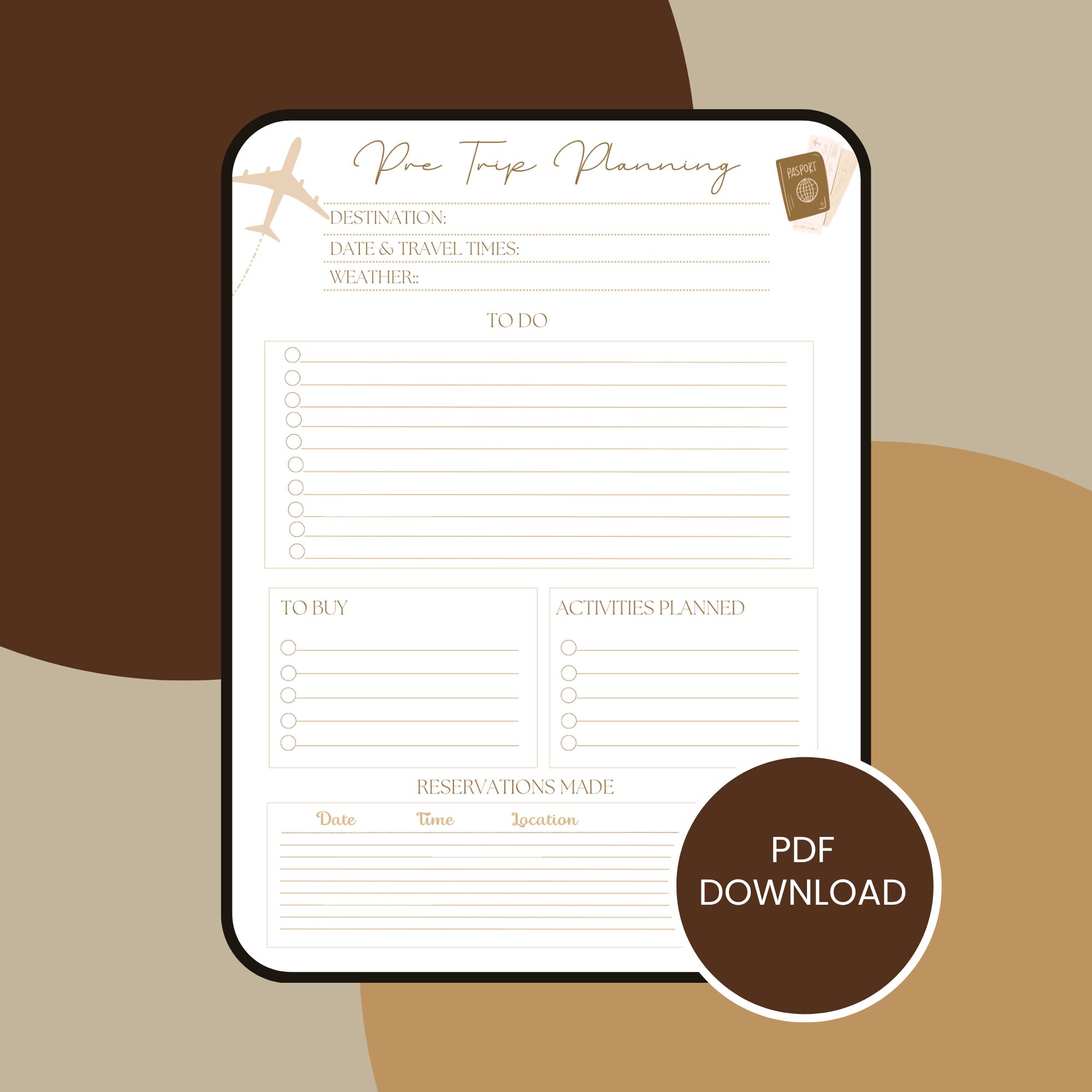 PACKING Checklist PDF Download / Pre Trip Planning List/ Packing List ...