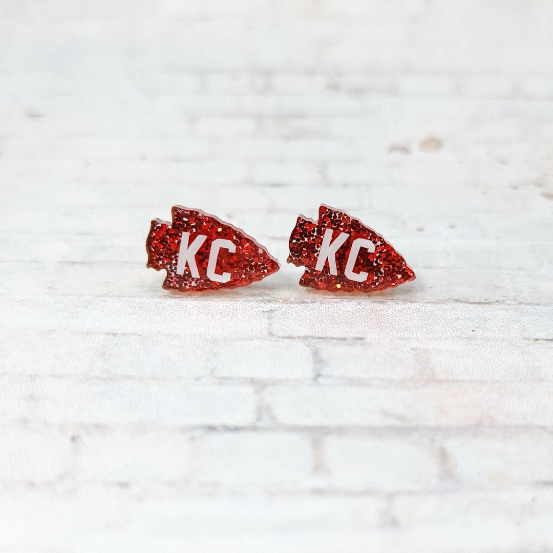 Chiefs Earrings, Acrylic Studs, Arrowhead Stud Earrings, Kansas City Earrings, KC Studs, KC ...