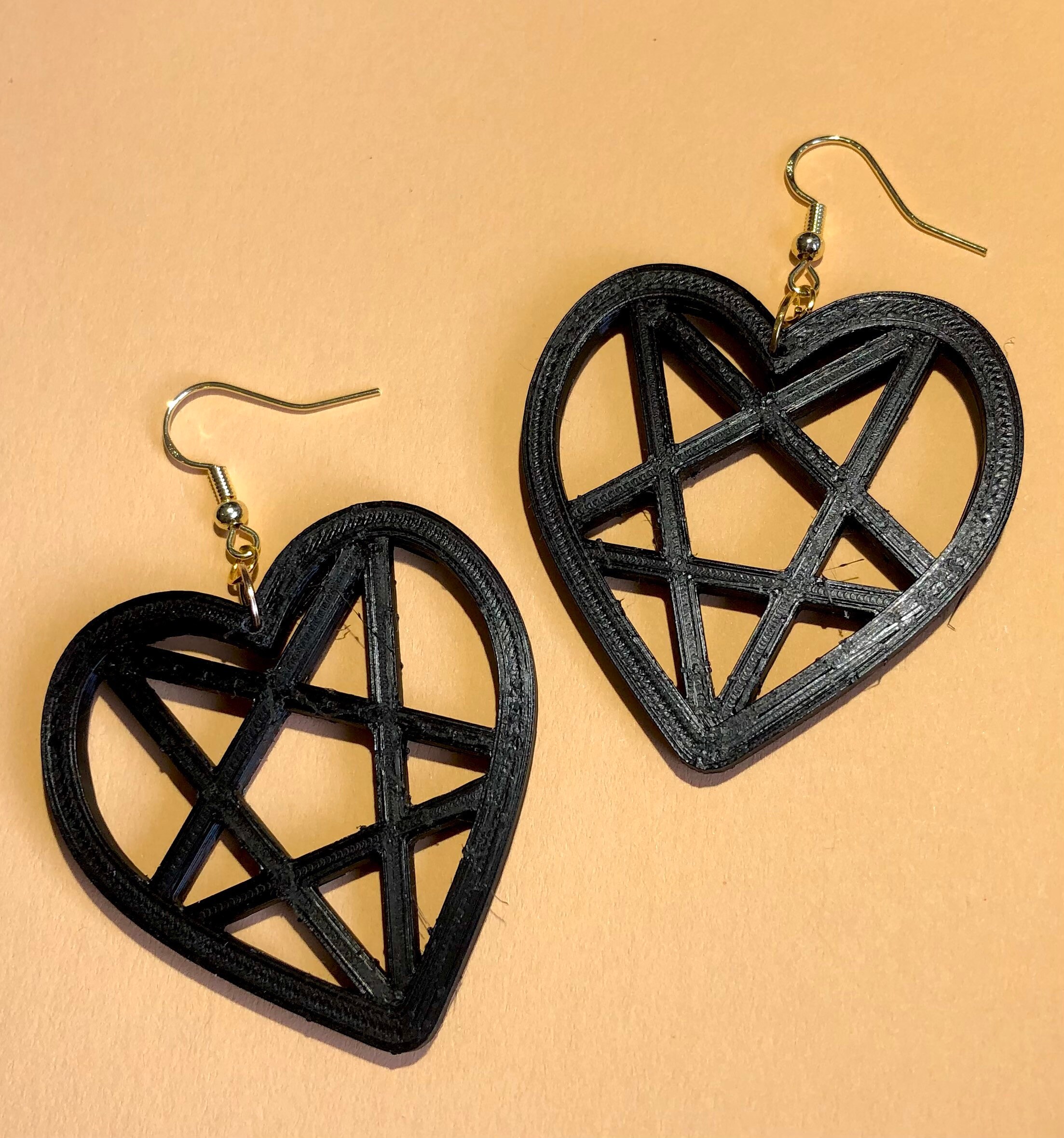 Pentacle Heart Earrings Pentagram Earrings Pentacle - Etsy UK