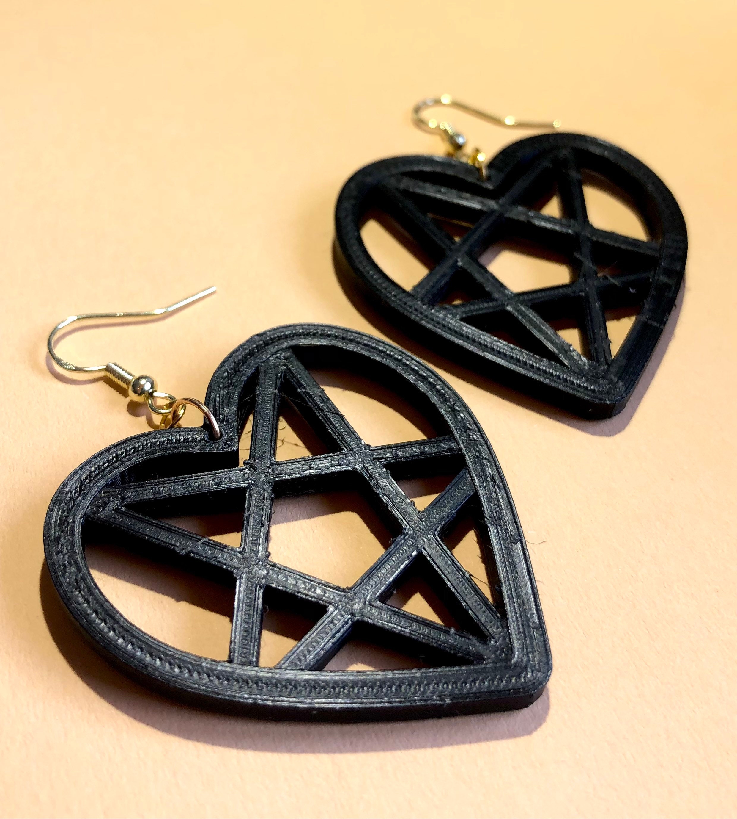 Pentacle Heart Earrings Pentagram Earrings Pentacle - Etsy UK