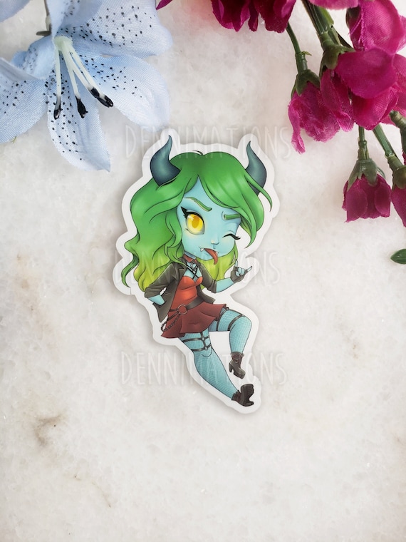 Punk Rock Demon Girl With Glowing Eyes Spooky Cute Pinup - Etsy