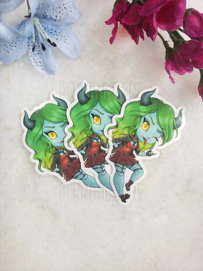 Punk Rock Demon Girl With Glowing Eyes Spooky Cute Pinup | Etsy