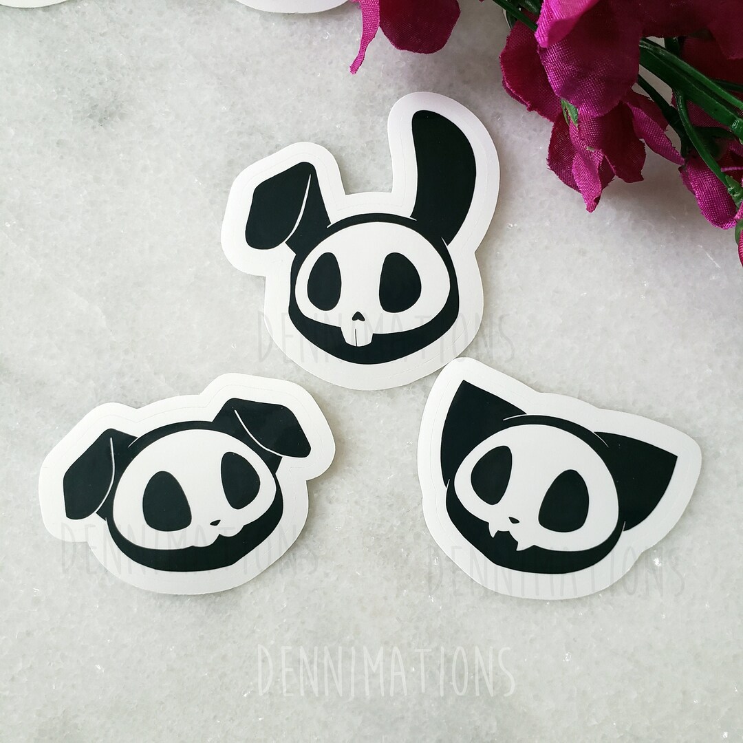 Skully Pets Sticker Pack Bunny Rabbit Kitty Cat Puppy Dog Kawaii Spooky ...