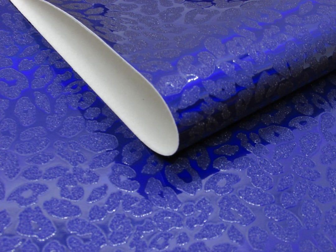 Flawed: Metallic Navy Blue Cheetah Print Faux Leather Sheets, 7.5x12 ...