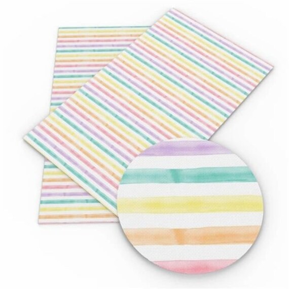 Pastel Rainbow Watercolor Stripe Faux Leather Sheets Vinyl - Etsy