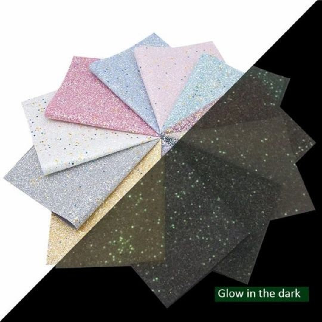 Glow in the Dark: Chunky Glitter Faux Leather Sheets, Vinyl Fabric ...