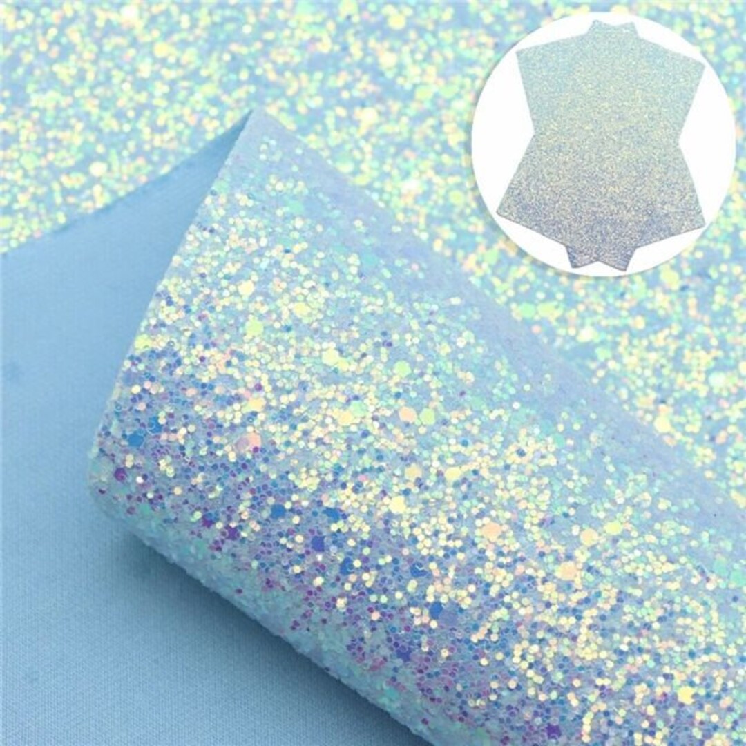 Iridescent Series: Ice Blue Chunky Glitter Canvas Sheets, Vinyl Fabric ...