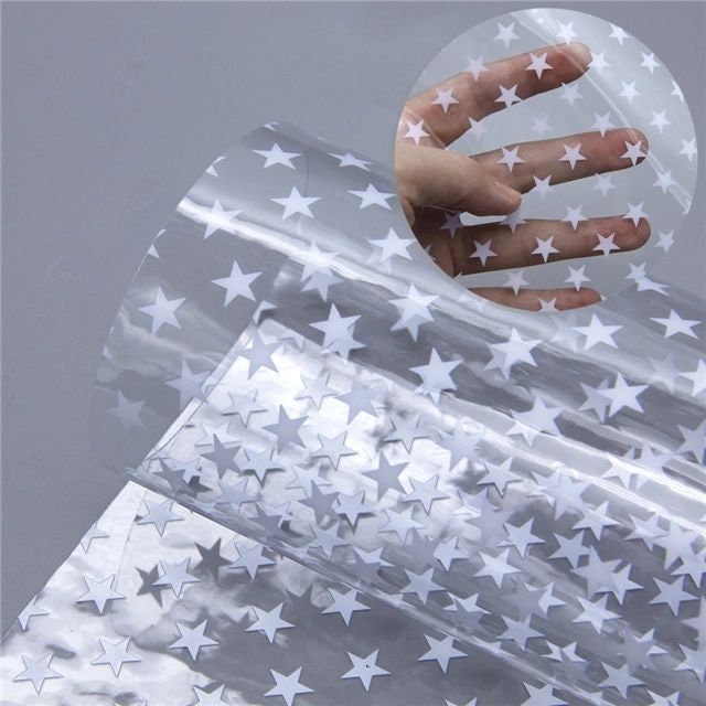 White Stars Transparent Vinyl Sheets PVC Fabric CA4-126 | Etsy