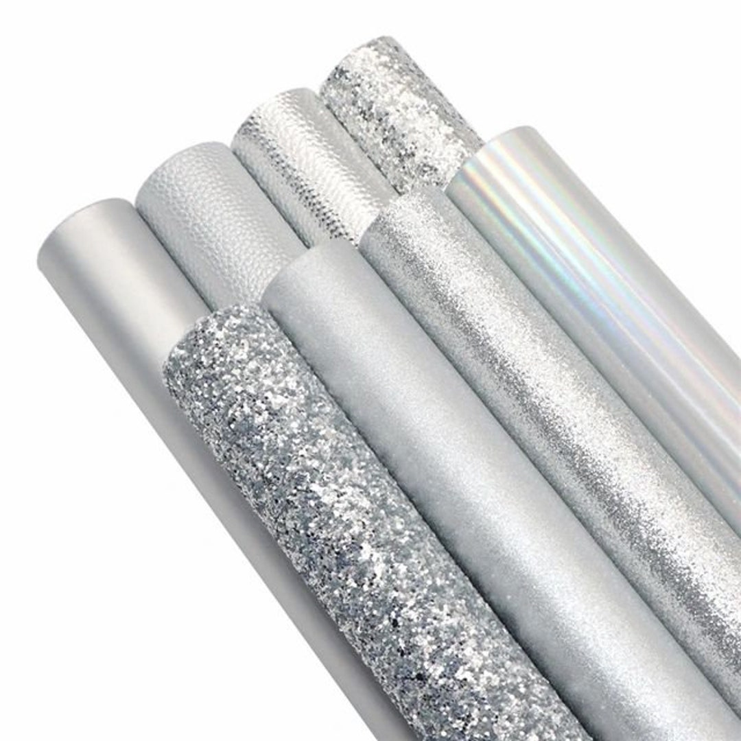 Silver Set Sequin Fabric and Faux Leather Sheets 8 Piece Set (B0) - Etsy