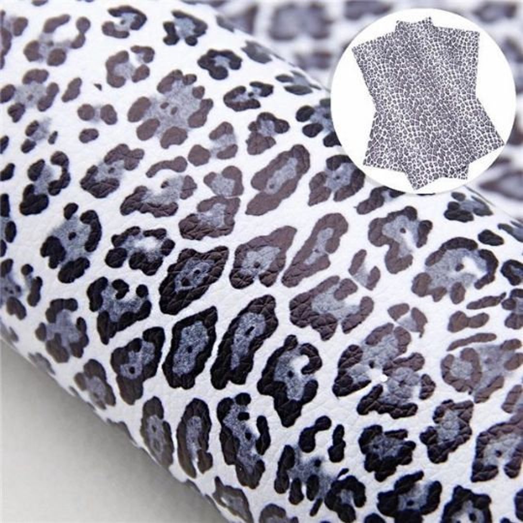 Gray Leopard Print Faux Leather Sheets, Animal Print Vinyl Fabric Sheet ...
