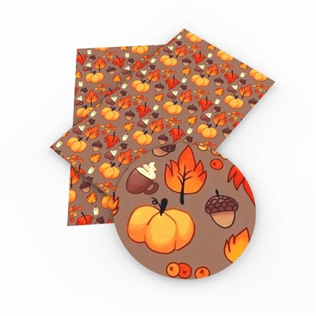 Pumpkin Faux Leather Sheets, Halloween Vinyl Fabric Sheet A4-108 - Etsy