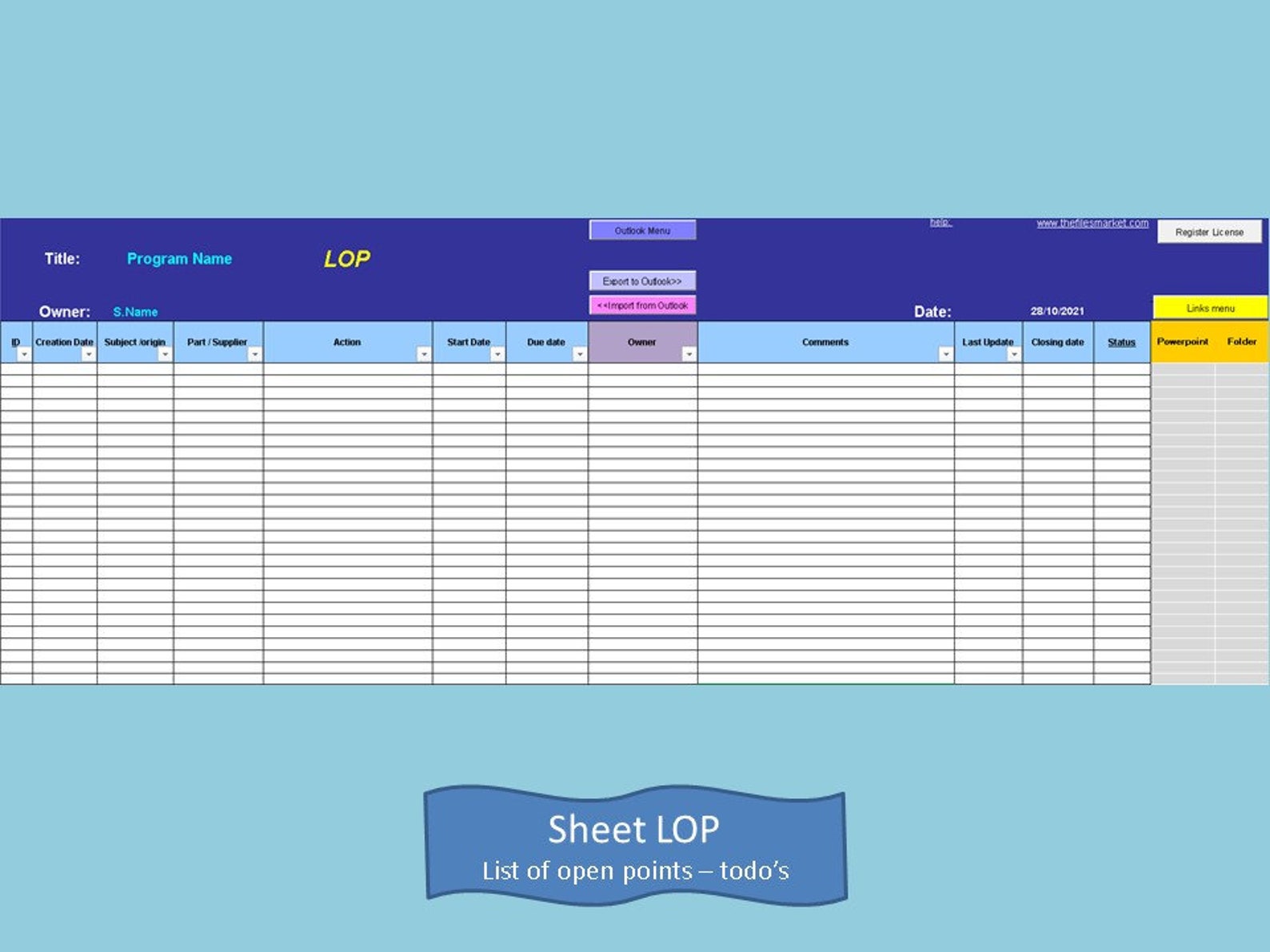 LOP - Open Actions List - Excel Template - Etsy