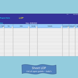 LOP List of open points Excel template | Etsy