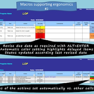 LOP List of open points Excel template | Etsy