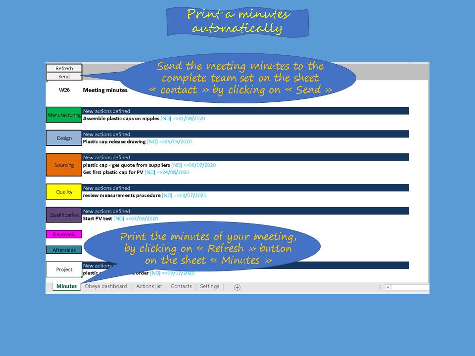Obeya Excel template project management | Etsy