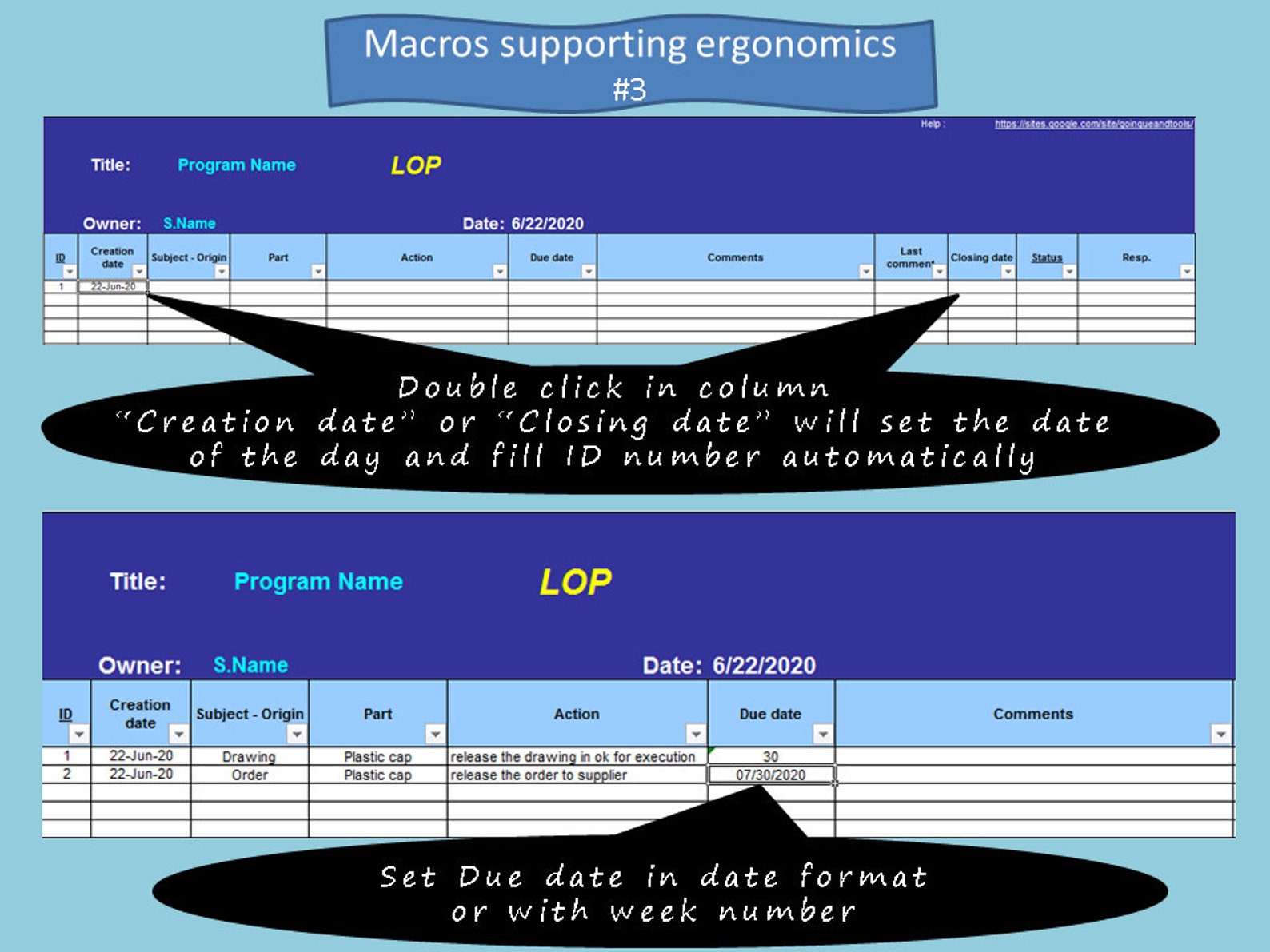 LOP List of open points Excel template | Etsy