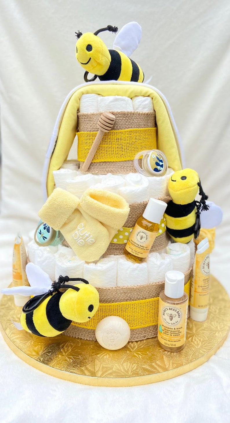Baby Diaper Cake / Burts Bee Diaper Cake / Baby Shower / Welcoming Baby ...