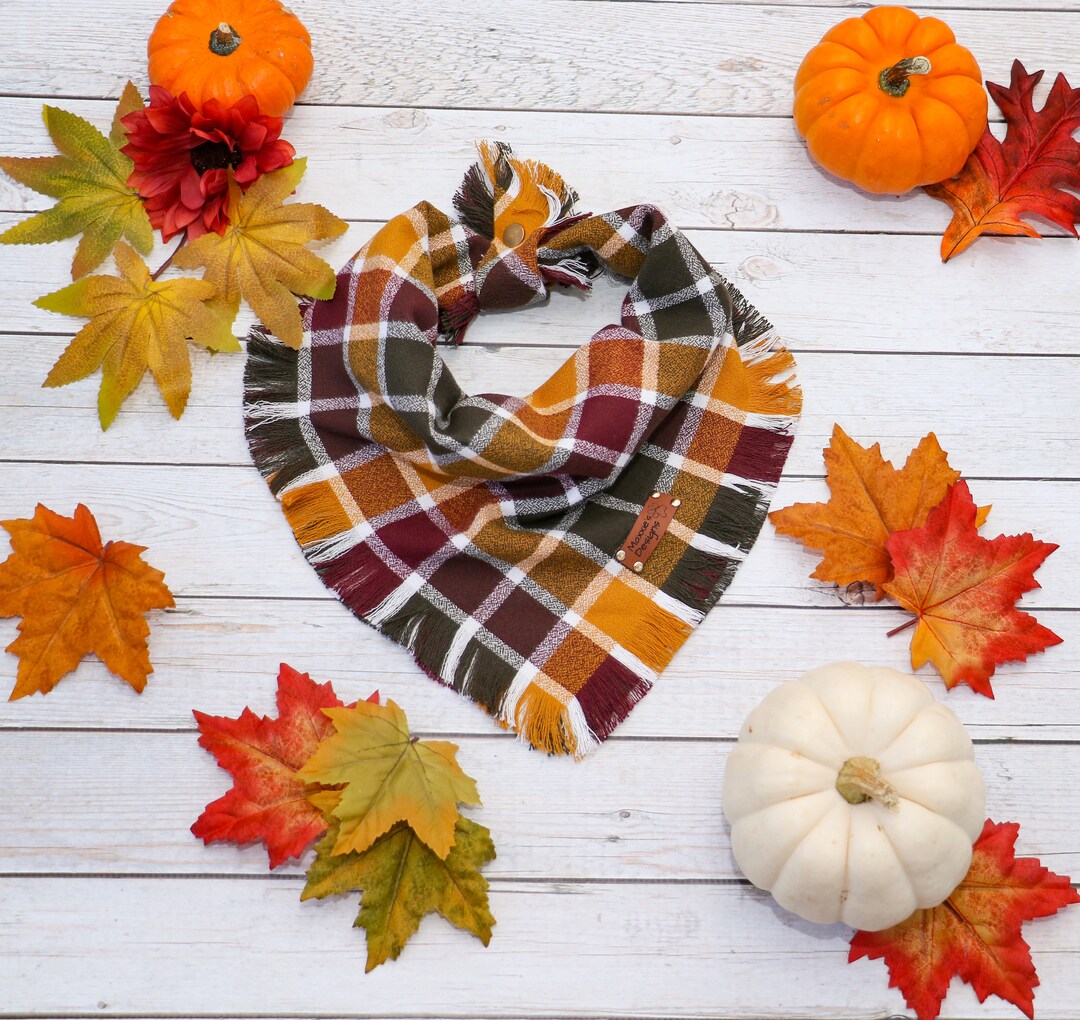 Autumn Leaves - Dog Bandana, Frayed Edge, Tie and Snap - Etsy
