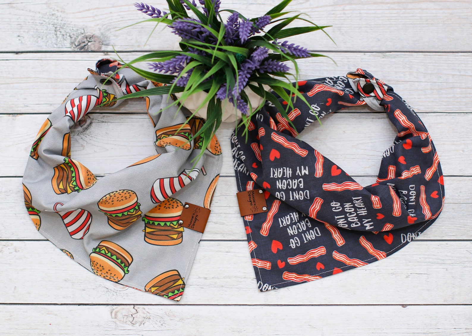 Burgers & Bacon - Reversible Dog Bandana, Tie and Snap - Etsy