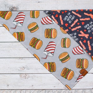 Burgers & Bacon - Reversible Dog Bandana, Tie and Snap - Etsy