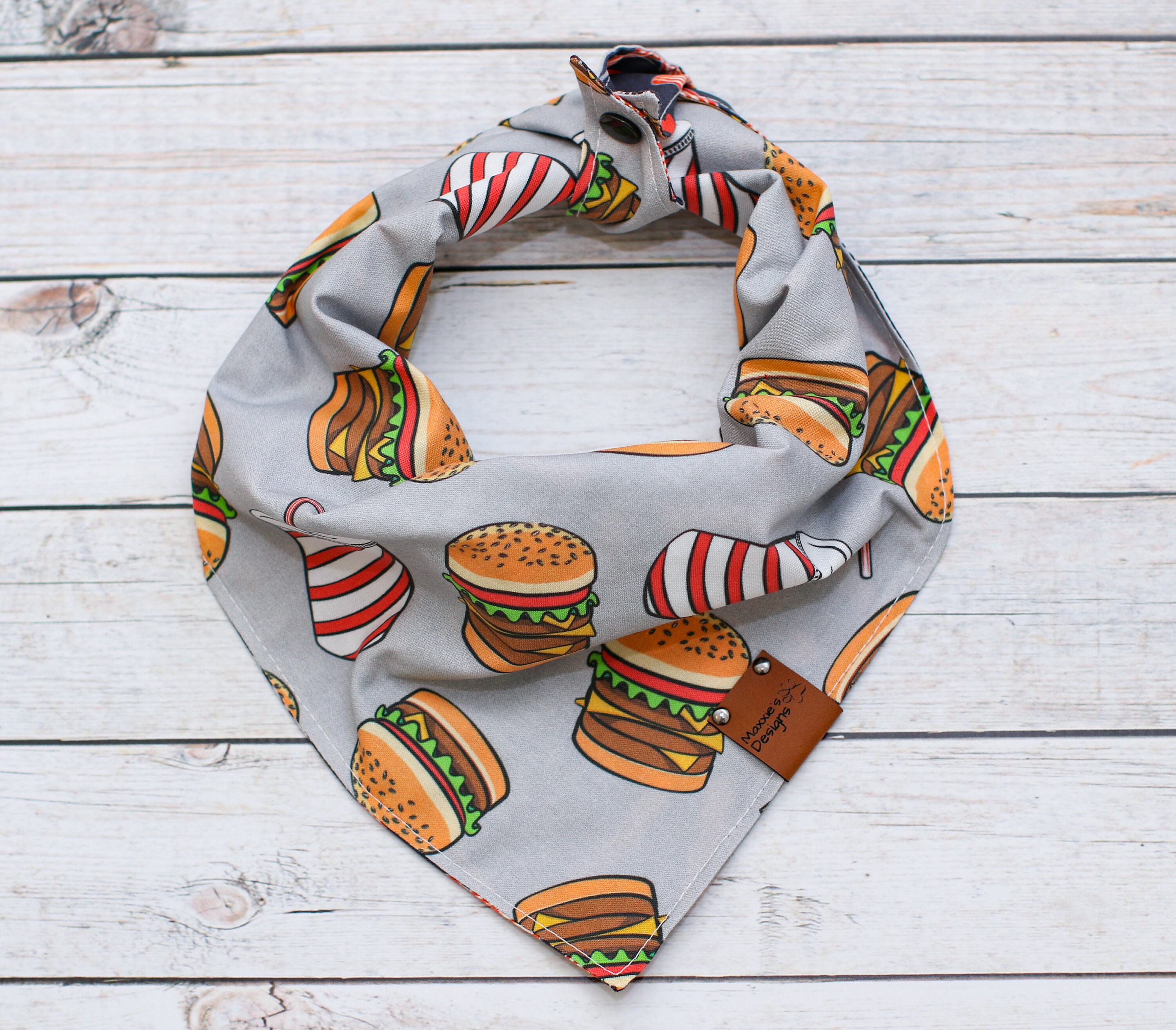 Burgers & Bacon Reversible Dog Bandana Tie and Snap | Etsy