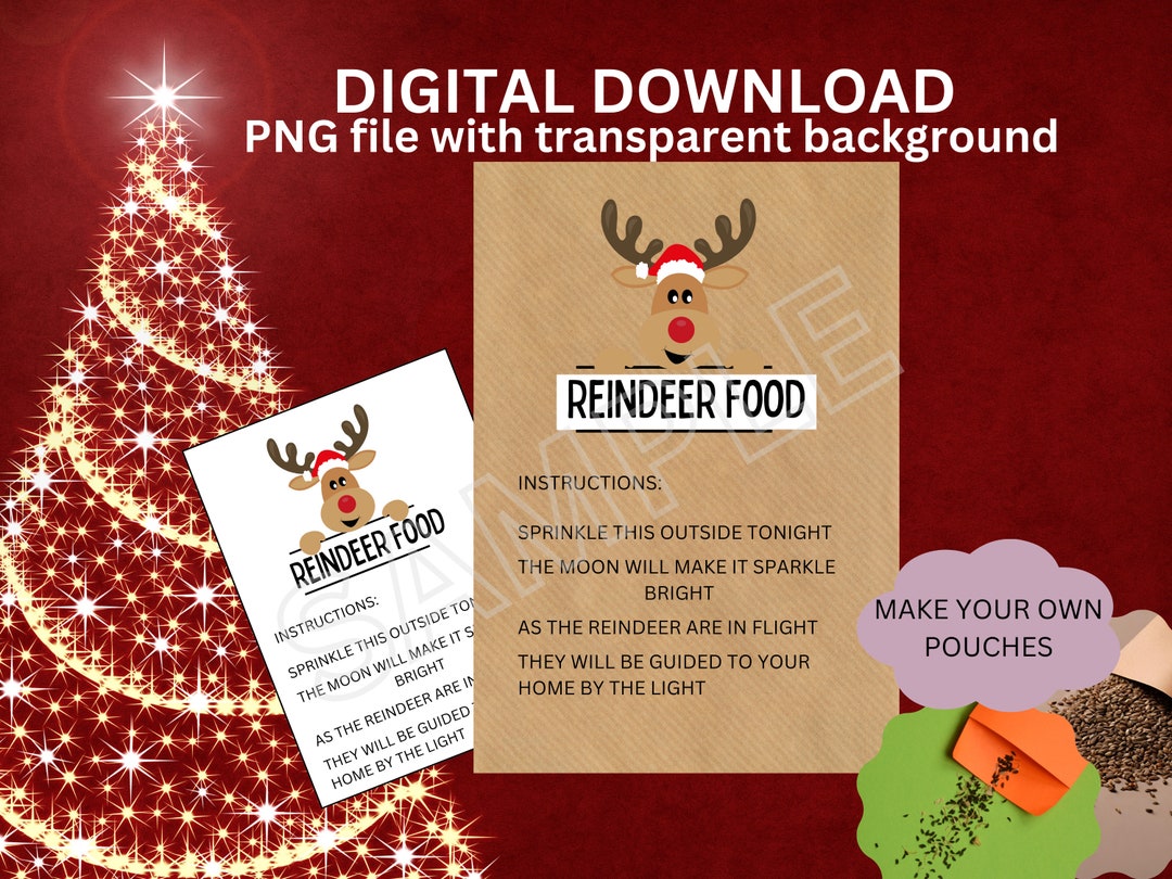 Reindeer Food / Rudolph Feed Label for Christmas Eve Box / Xmas Eve ...