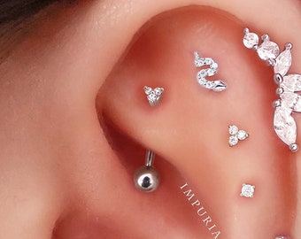 Daith Piercing Internally Threaded Red Cz's Curved - Etsy