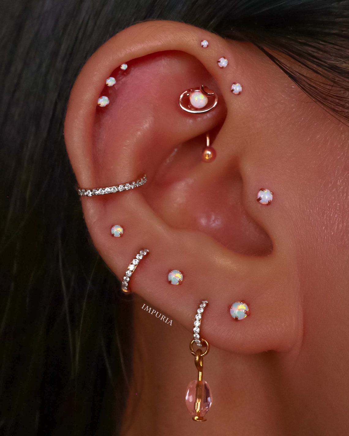 Rook Piercing Jewelry Opal Rook Earrings Rose Gold Rook - Etsy