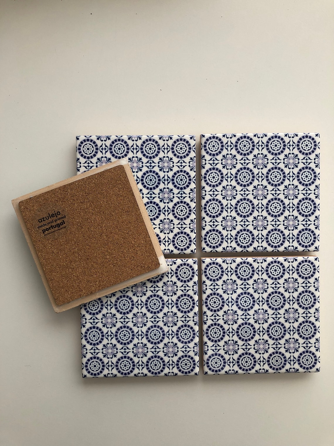 Azulejos Portugal, Tile, Coasters Set, Inspired in the Portuguese Blue ...