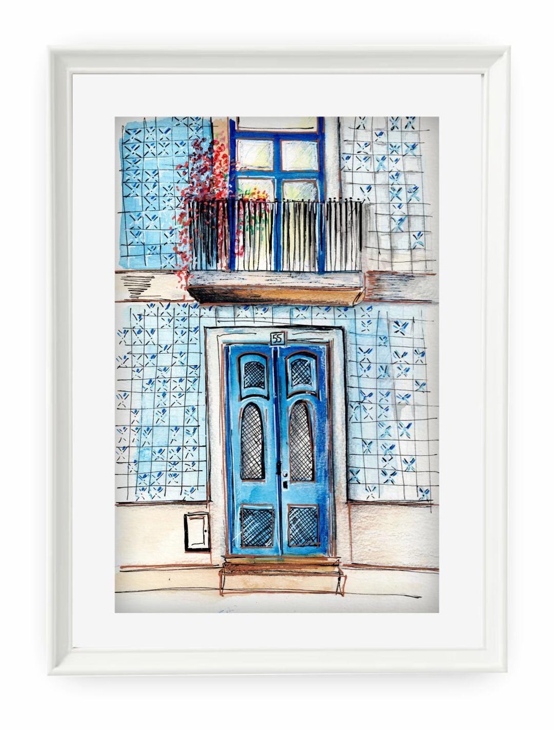 Lisbon Azulejos Art Print – Portuguese Tiles, Facade, Watercolor ...
