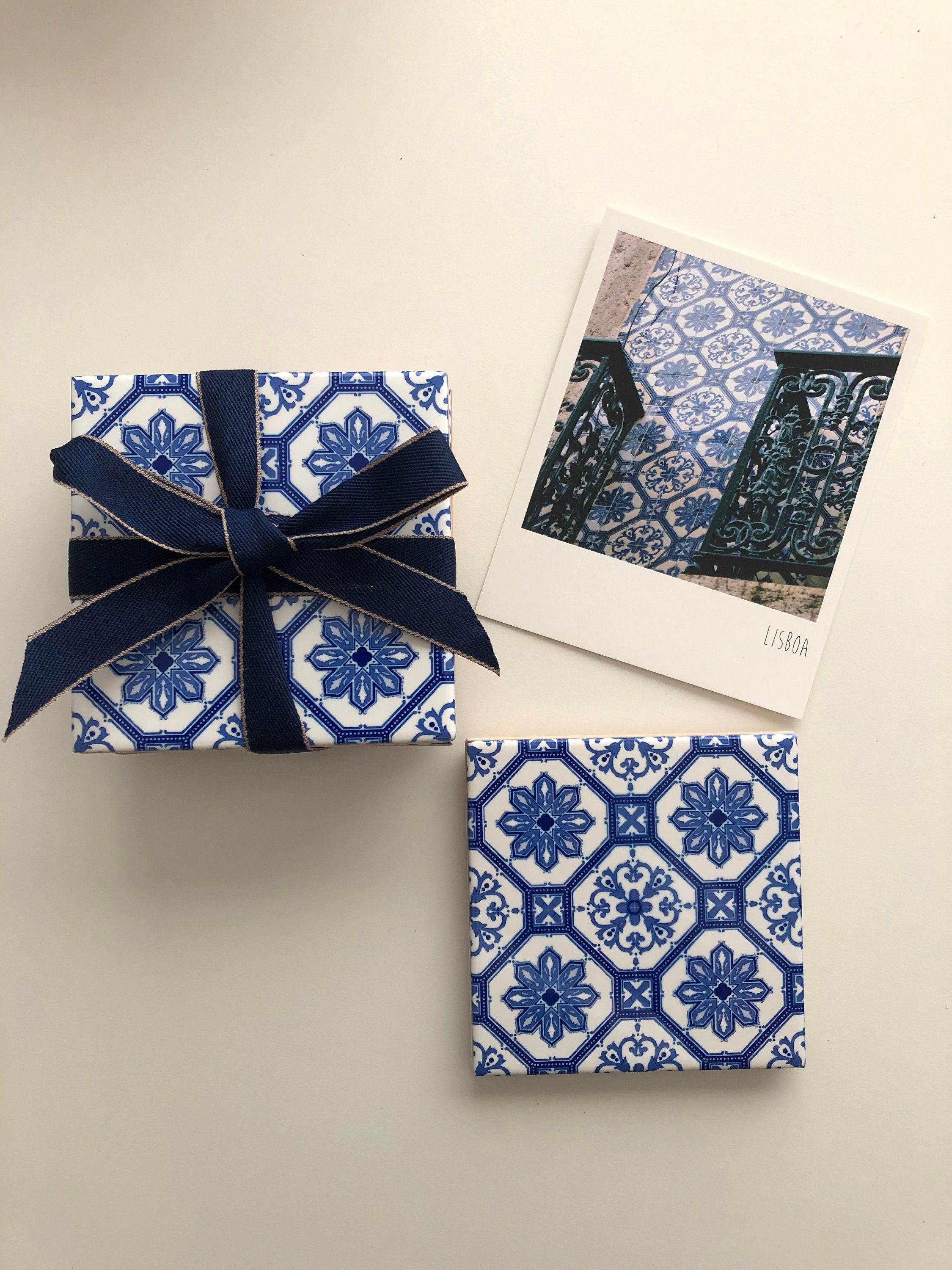 Azulejos Portugal Tile Coasters Set Inspired in the - Etsy