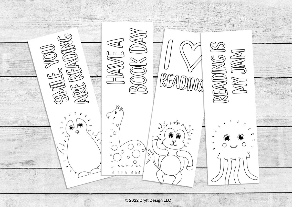 Printable Bookmarks for Kids Set of 4 Coloring Bookmarks - Etsy
