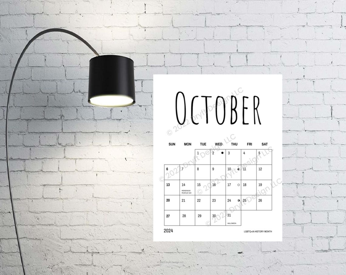 Hipster October 2024 Wall Calendar - Etsy