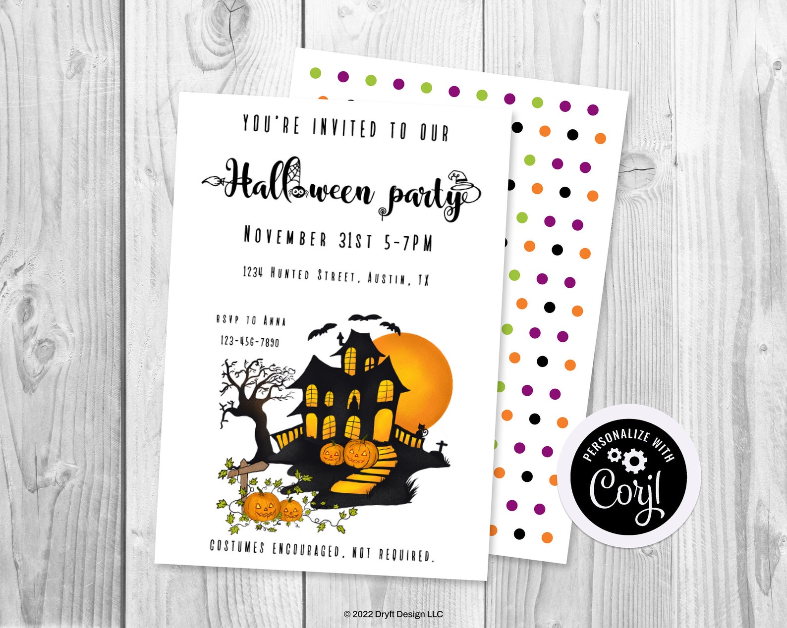 Editable Halloween Invite Printable Party Invite Editable - Etsy