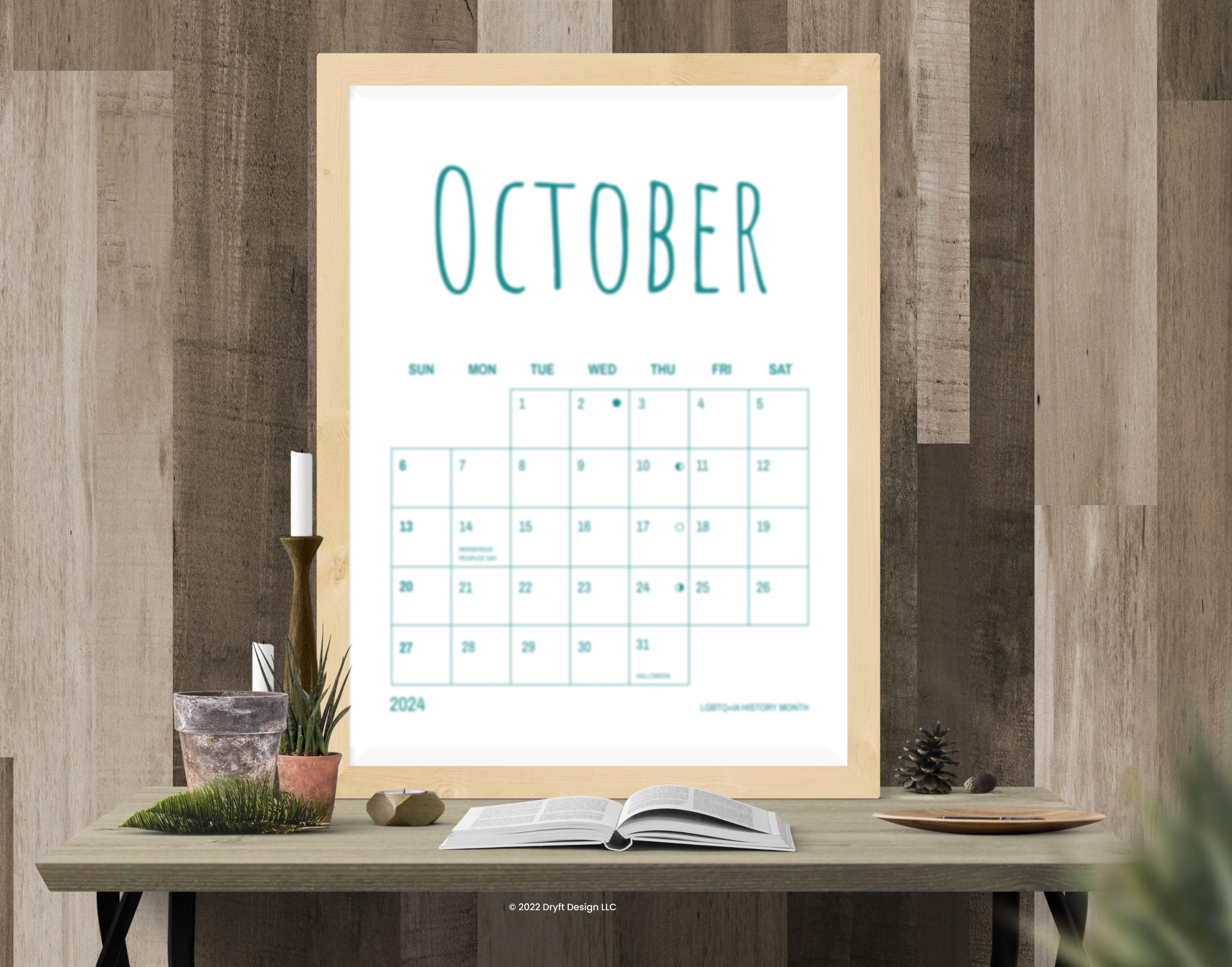 Hipster October 2024 Wall Calendar - Etsy