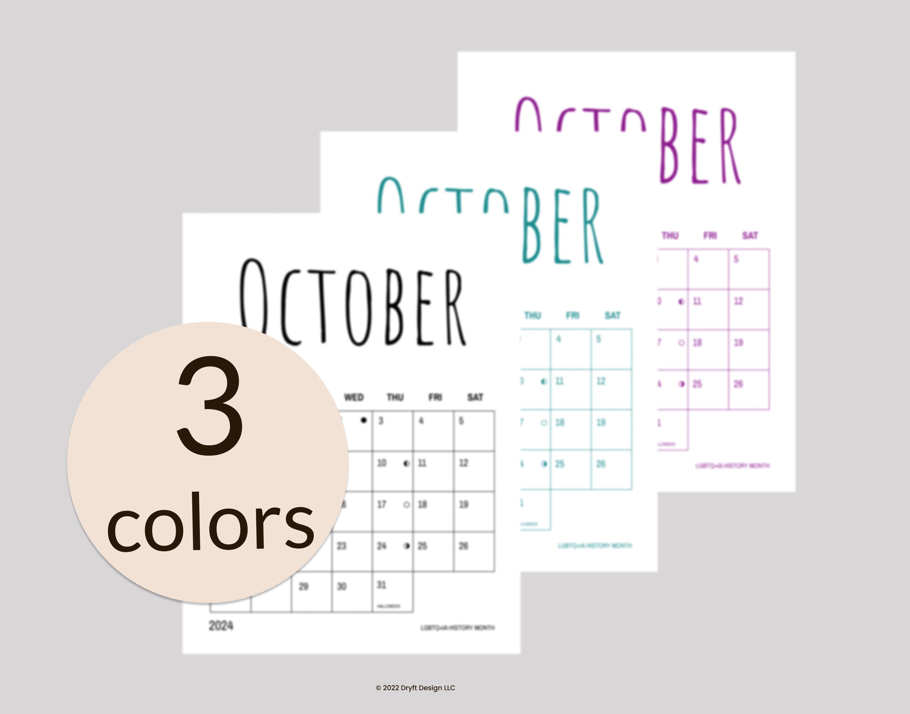 Hipster October 2024 Wall Calendar - Etsy