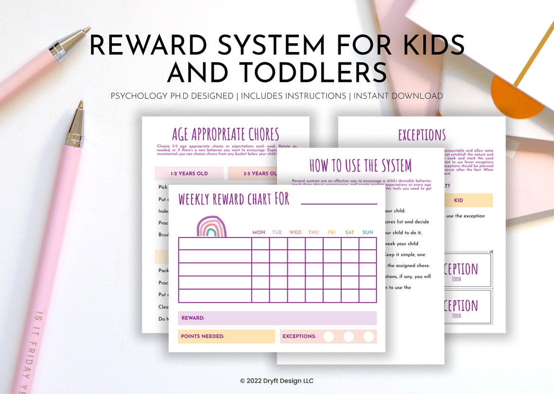 Printable Reward System With Reward Chart | Chore Chart for Kids | Kids ...