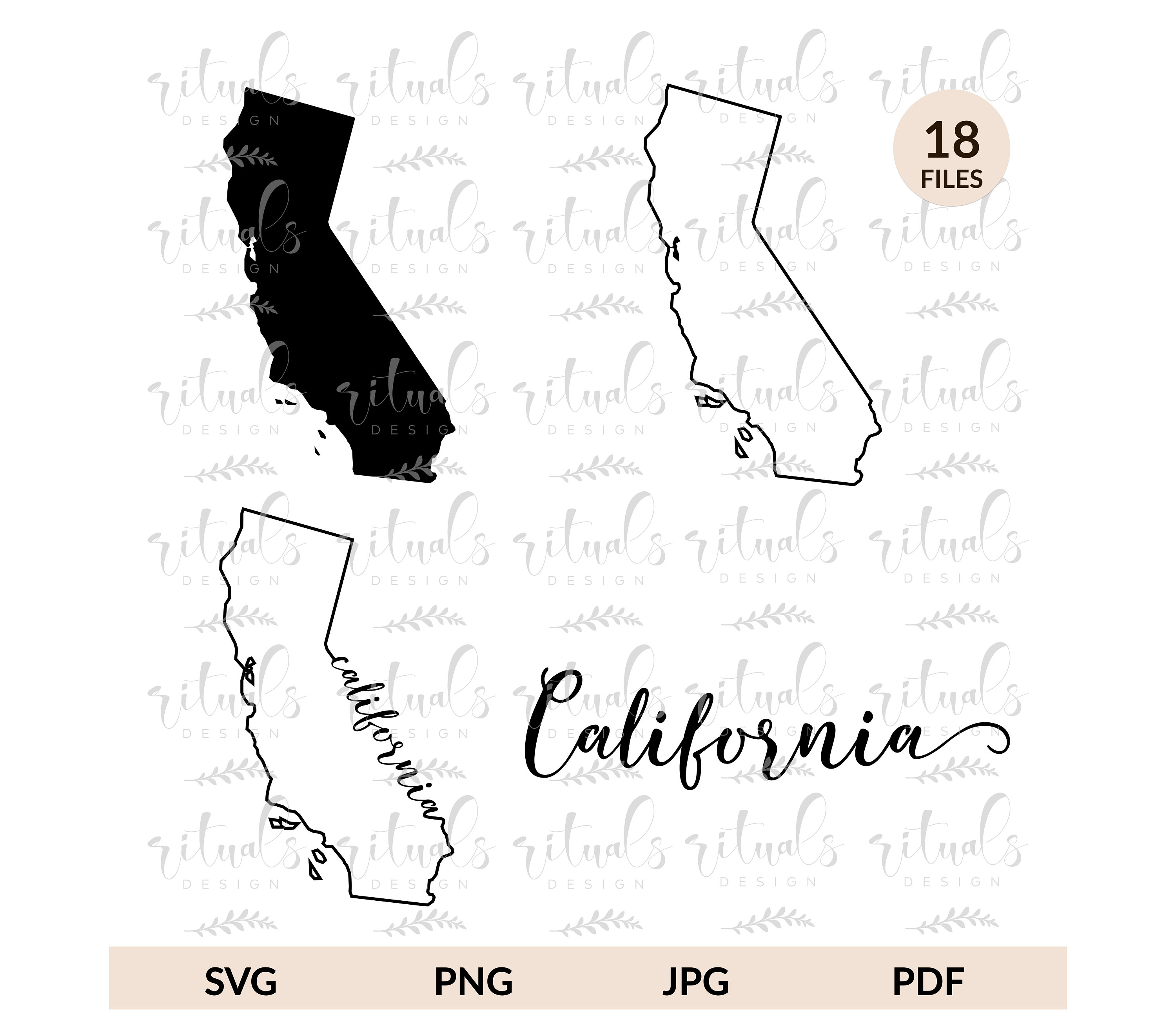 California SVG | Editable California Outline, State SVG | Sharp Lines ...