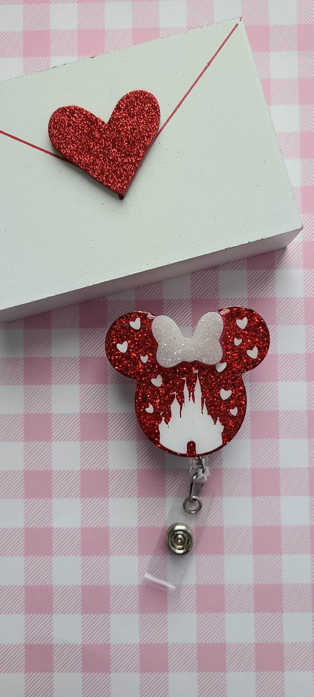 Red Valentine Mouse Badge Reel - Etsy