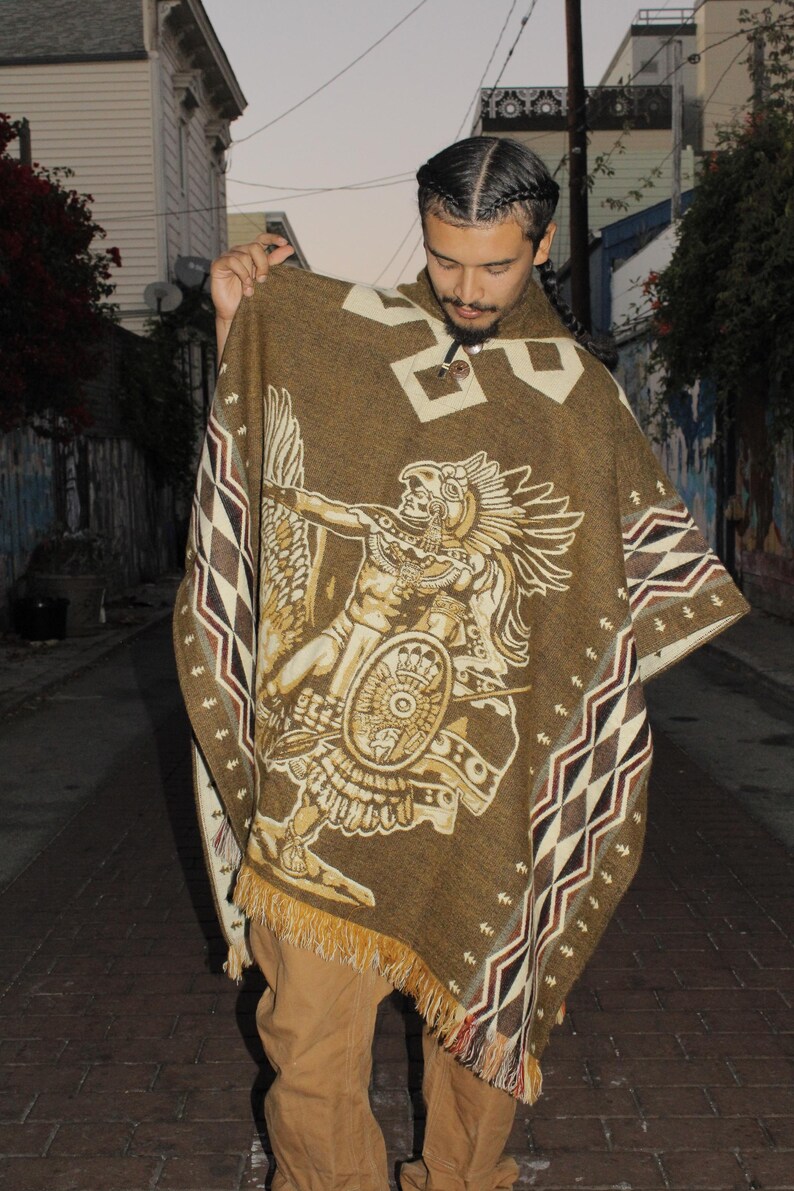 Ecuadorian Poncho "guerrero Azteca" - Wool Blend, Unisex - Etsy